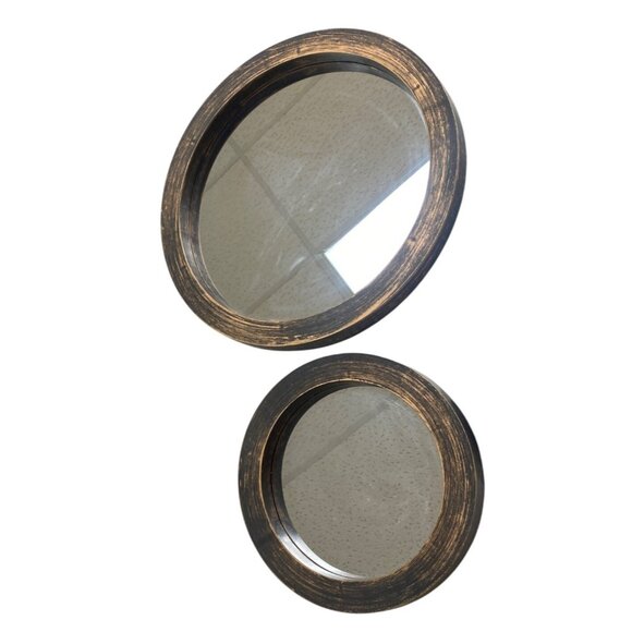 Accents | Rustic Round Wall Mirror Set Of 2 With Distressed Plastic ...